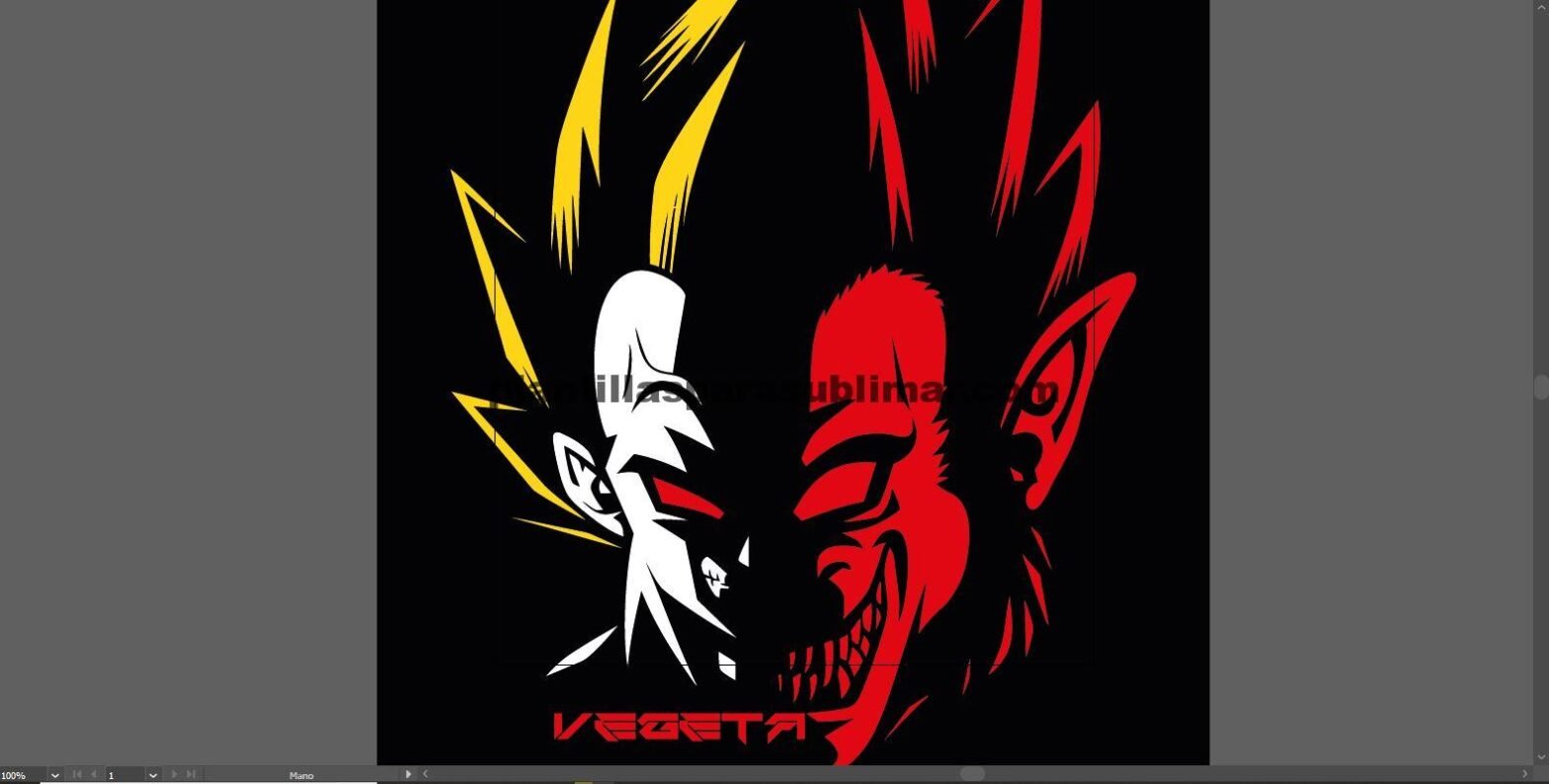 Vegeta Dragon Ball- Serigrafia o corte de vinil – Plantillas para sublimar