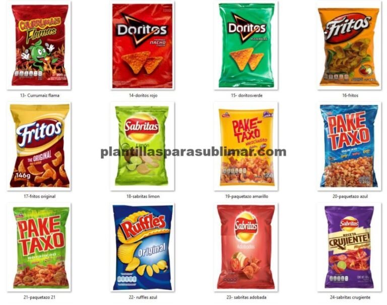 Chips bags, Sabritas, Frituras – Plantillas para sublimar