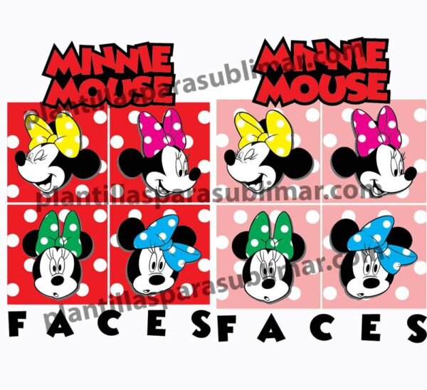 Minnie-Mouse-Faces-Vector-PNG – Plantillas para sublimar
