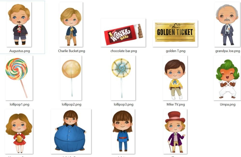 Willy Wonka y la fábrica ClipART PNG – Plantillas para sublimar