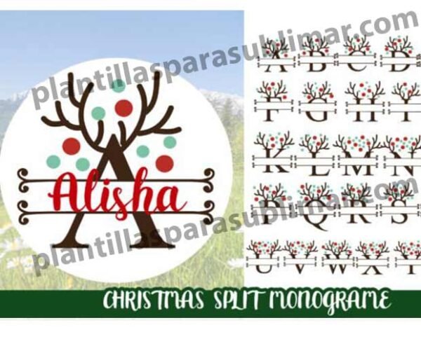 Alfabeto-Abecedario-Reno-Monograma-Navidad – Plantillas para sublimar