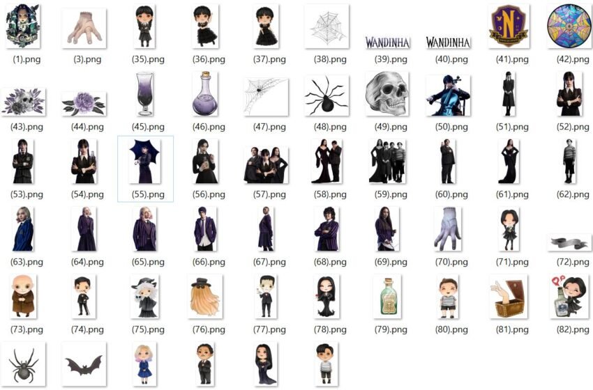 Kit Digital Wednesday Merlina PNG – Plantillas para sublimar