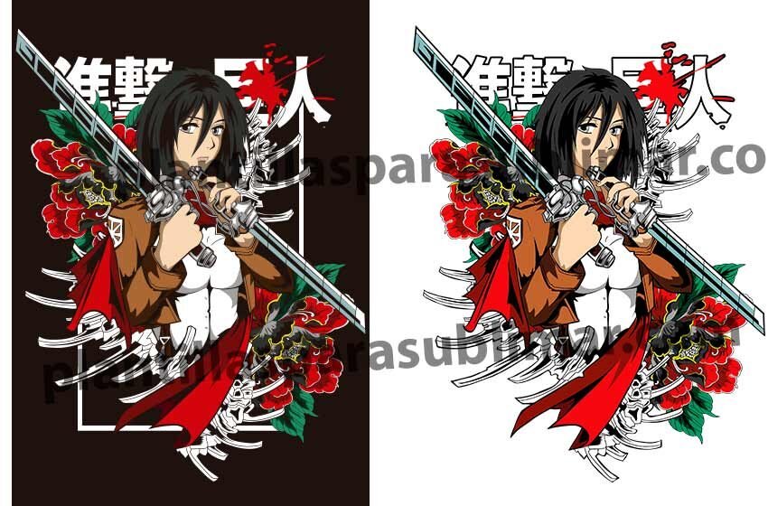 Mikasa-Attack-on-titan-Vector-png – Plantillas para sublimar