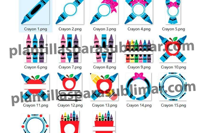 Crayolas-Colores-Dia-del-maestro-PNG-Vector – Plantillas para sublimar