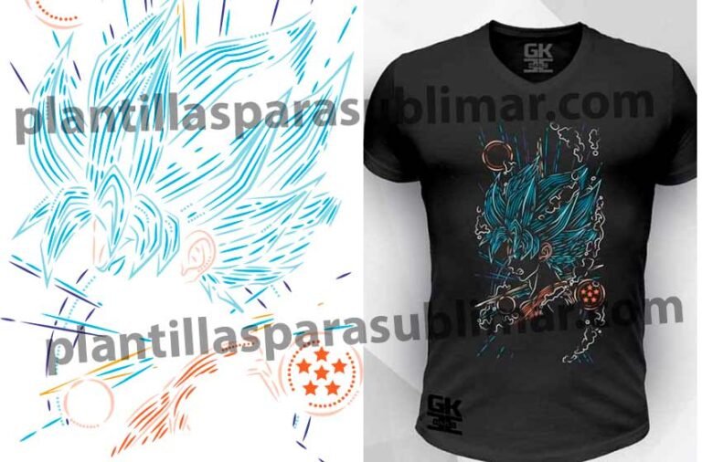 Goku-Blue-Fondo-Negro-Vector-PNG – Plantillas para sublimar