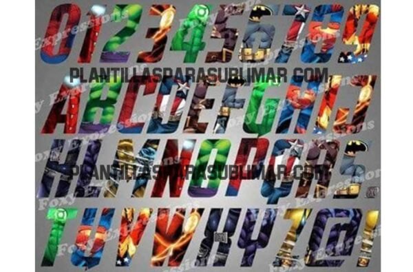 Letras-Abecedario-Super-Heroes-Marvel-PNG – Plantillas para sublimar