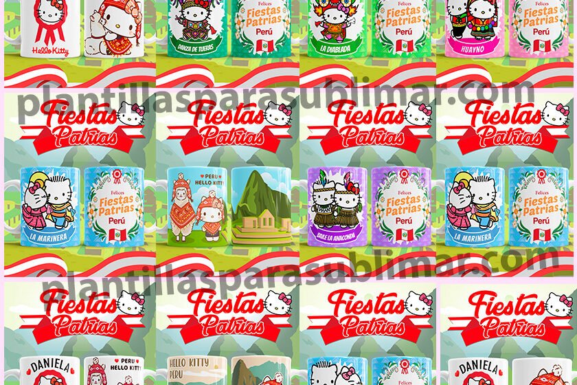 Fiestas-patrias-peru-Hello-Kitty-Plantillas – Plantillas para sublimar