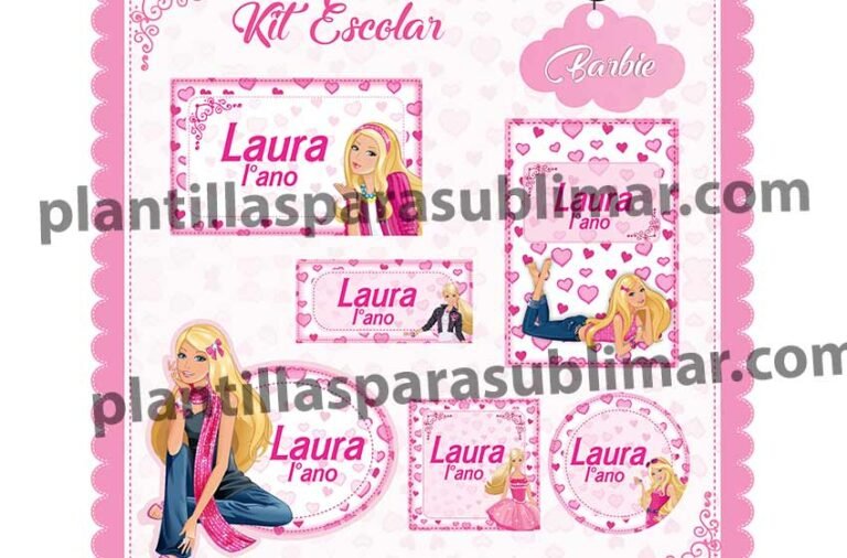 Etiquetas-escolares-Imprimibles-Barbie – Plantillas para sublimar