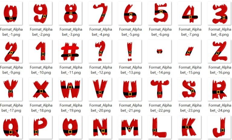 Alfabeto Santa Abecedario PNG – Plantillas para sublimar