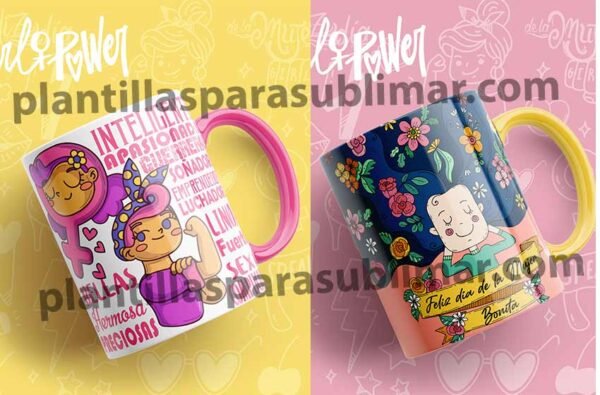 Dia de la mujer frases plantilla taza – Plantillas para sublimar