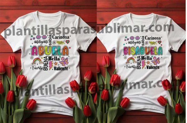 Abuela Bisabuela Palabras Playera – Plantillas para sublimar