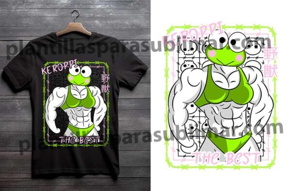 Keroppi Gym Musculos Vector DTF Sublima – Plantillas para sublimar
