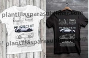 Porsche-Blanco-Plantilla-Sublimar-DTF – Plantillas para sublimar