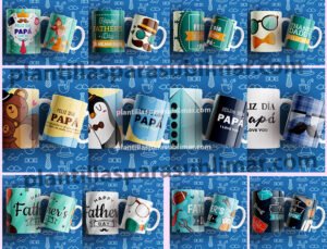 Paquete 15 Plantillas Dia Del Padre Tazas Plantillas Para Sublimar