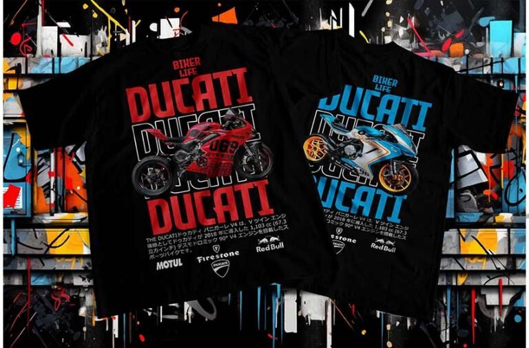 Biker motos ducati plantilla DTF Playera – Plantillas para sublimar