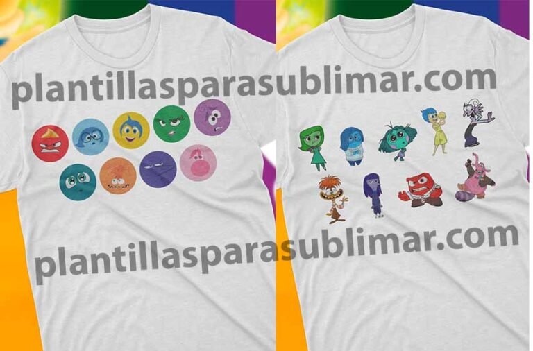 Personajes intensamente Playera Taza – Plantillas para sublimar