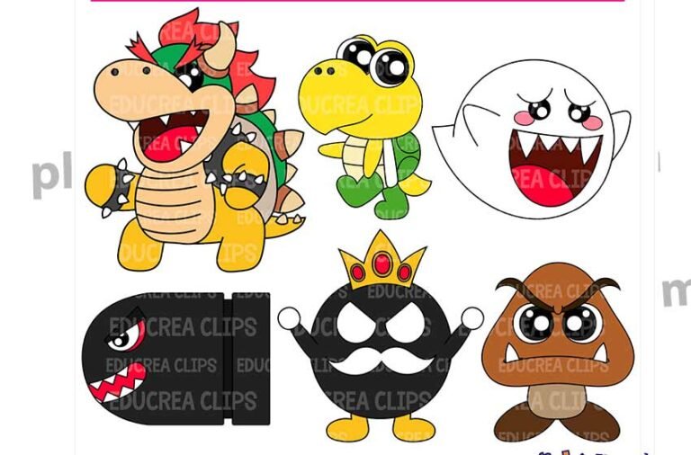 Personajes Mario y sus amigos clipart – Plantillas para sublimar