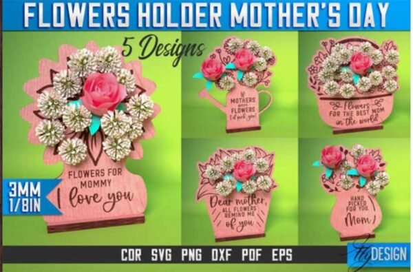 Porta-flores-Día-de-la-Madre-corte-laser – Plantillas para sublimar